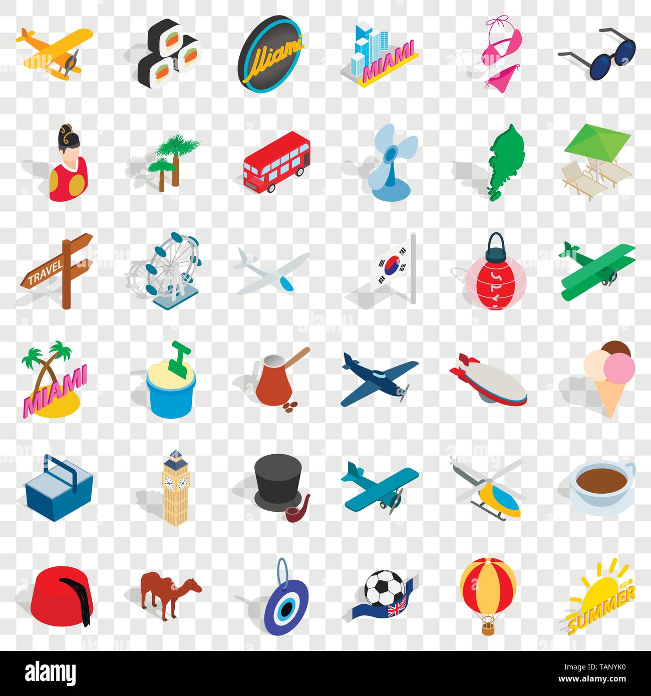 Miami icons set, isometric style Stock Vector Image & Art - Alamy