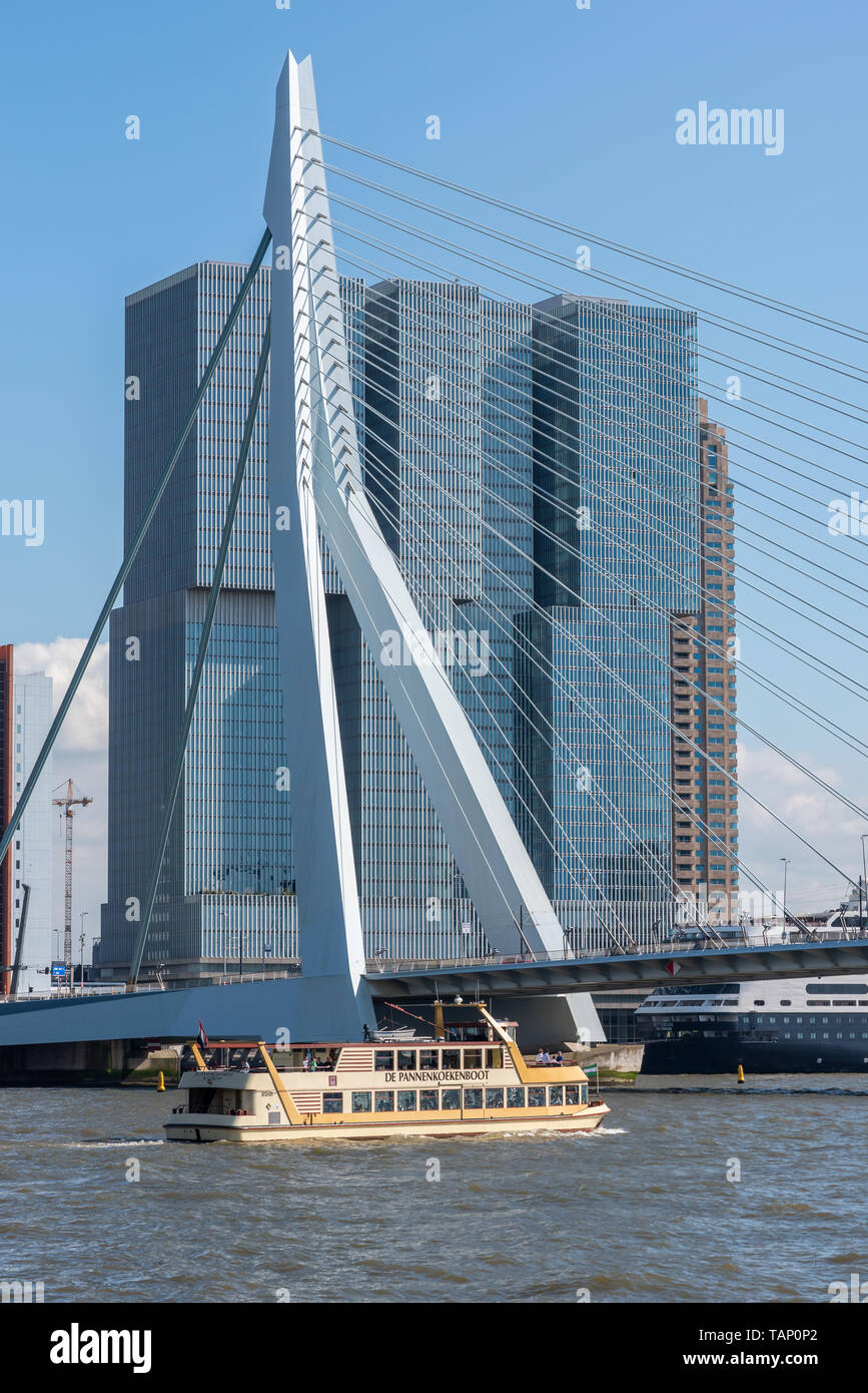 Rotterdam, Netherlands - May 11, 2019 : Skyline view from the new Meuse ...