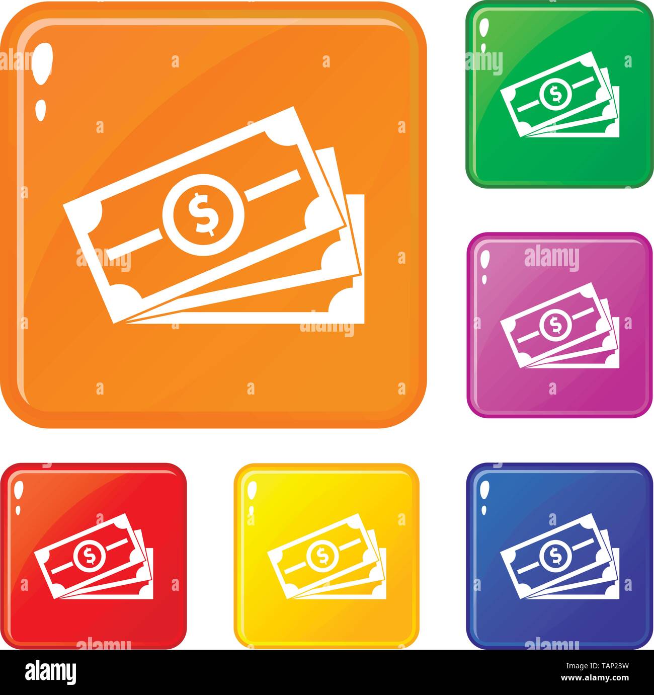 Stack of dollar bills icons set vector color Stock Vector Image & Art ...