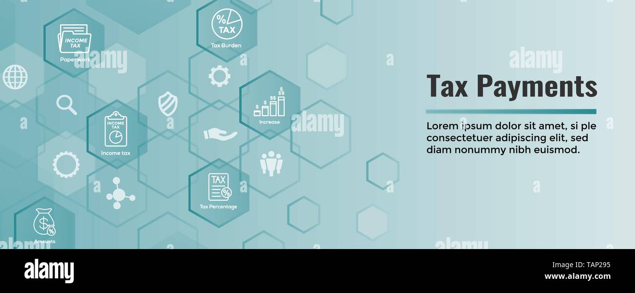 Tax concept w percentage paid, icon and income idea. Flat vector ...
