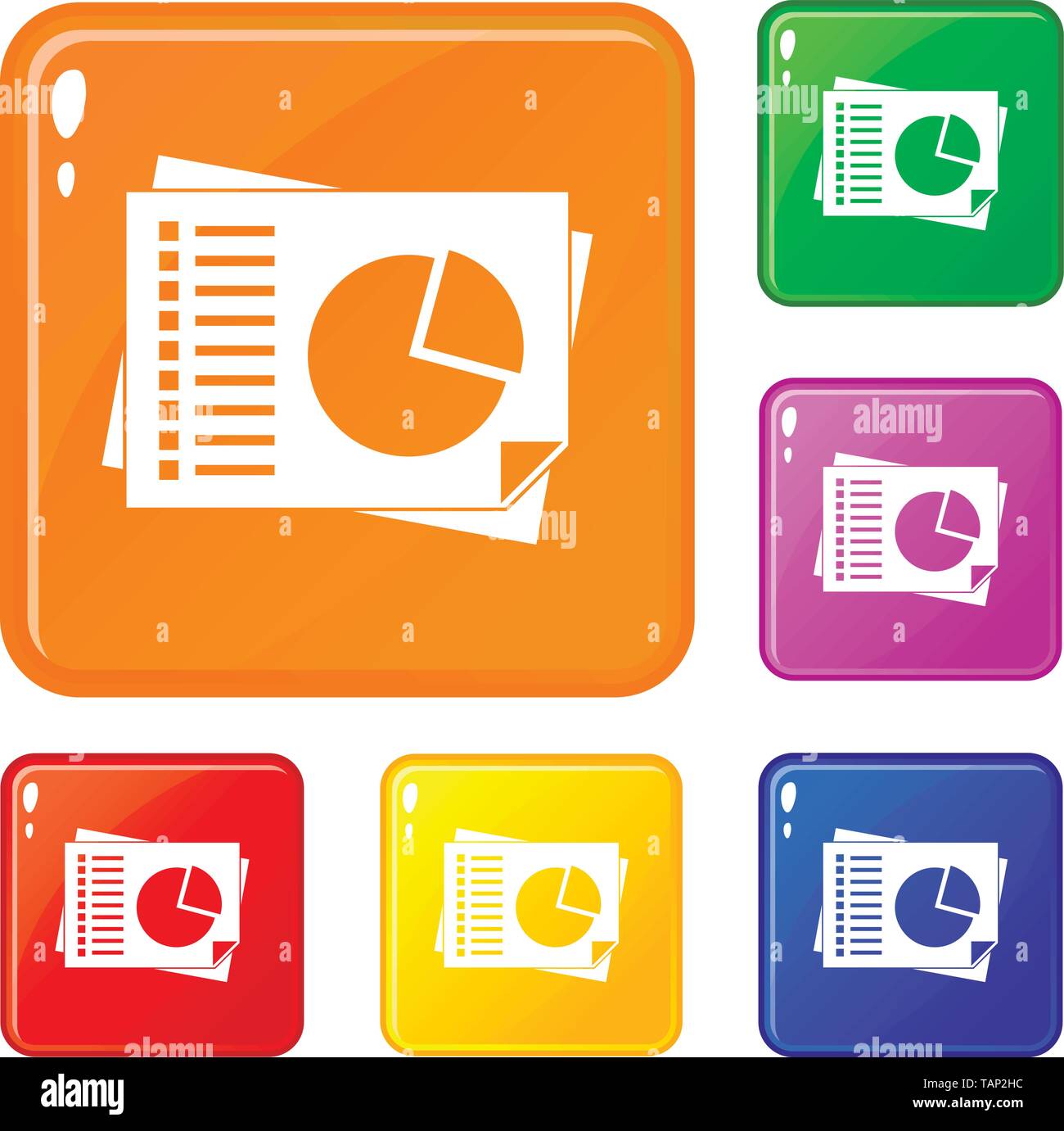 Sheets of paper with charts icons set vector color Stock Vector Image ...