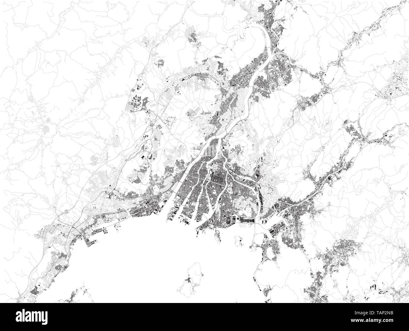 Satellite map of Hiroshima, it is the capital of Hiroshima Prefecture ...