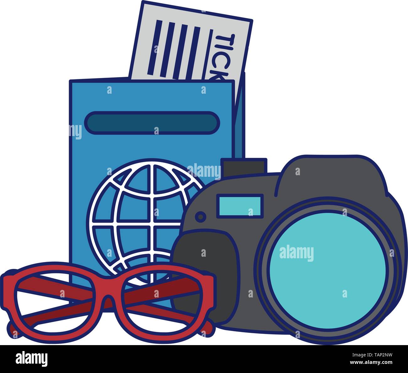 Travel and vacations symbols blue lines Stock Vector Image & Art - Alamy