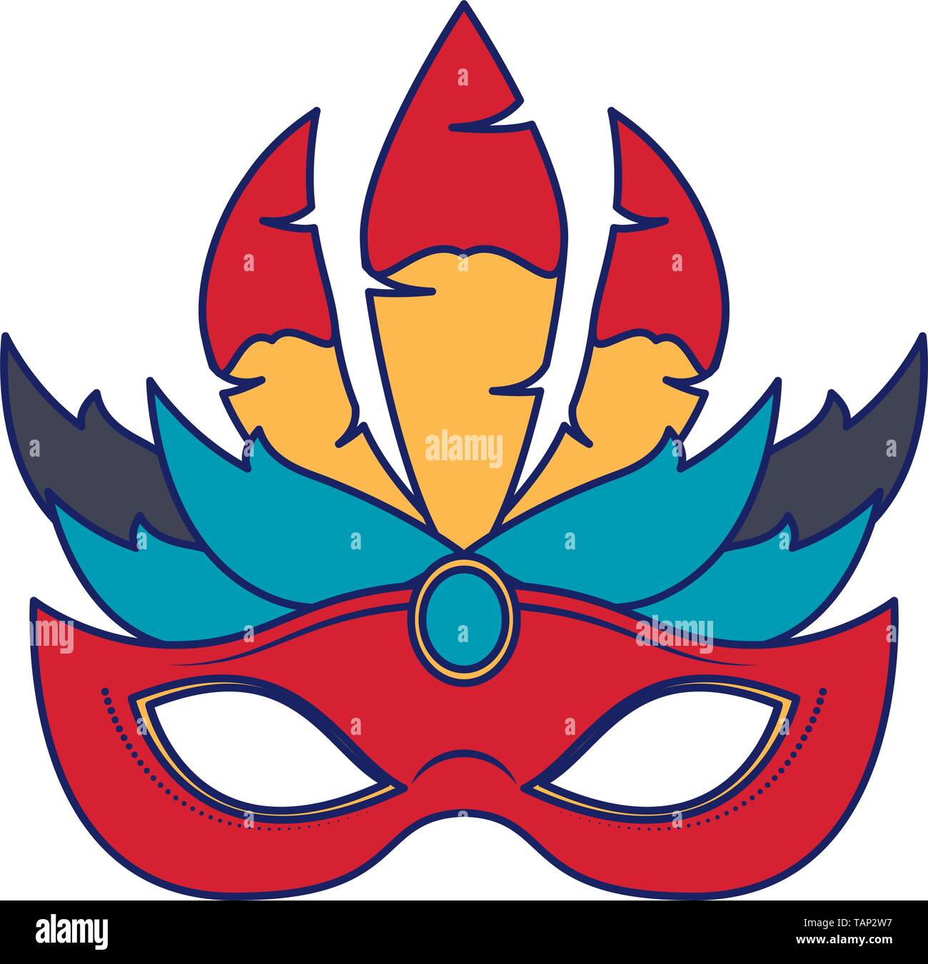 Party mask with feathers cartoons blue lines Stock Vector Image & Art ...