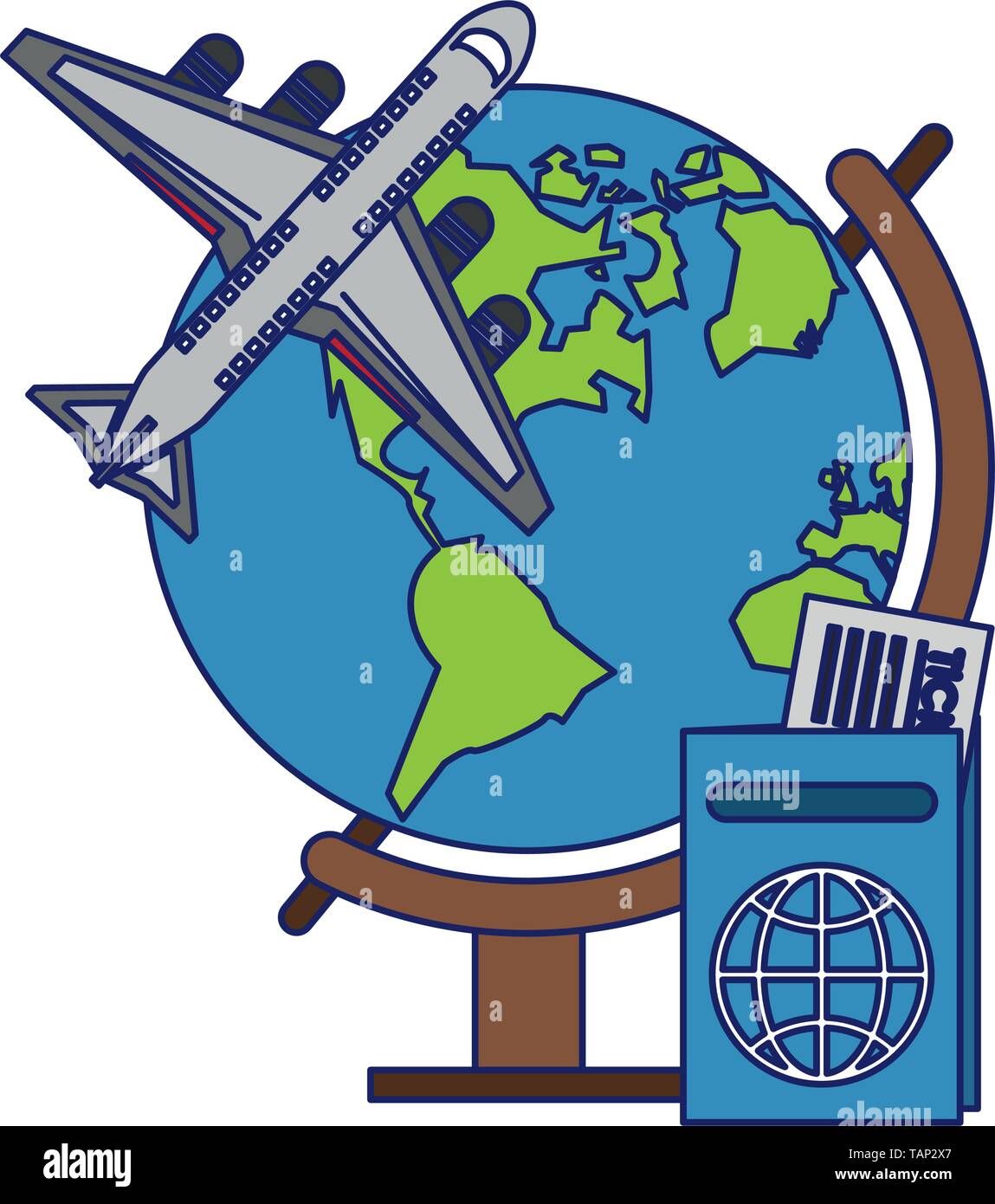 Travel and vacations symbols blue lines Stock Vector Image & Art - Alamy