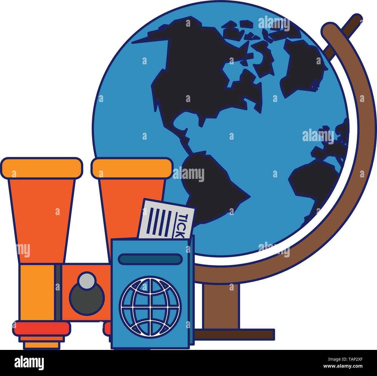 Travel and vacations symbols blue lines Stock Vector Image & Art - Alamy