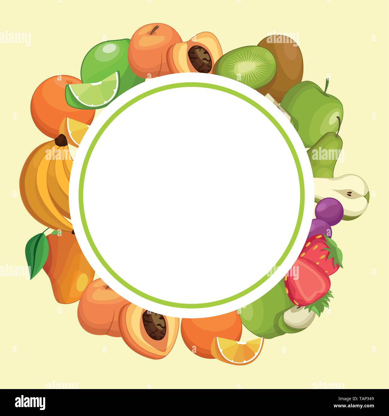 Fruits round frame cartoons Stock Vector Image & Art - Alamy