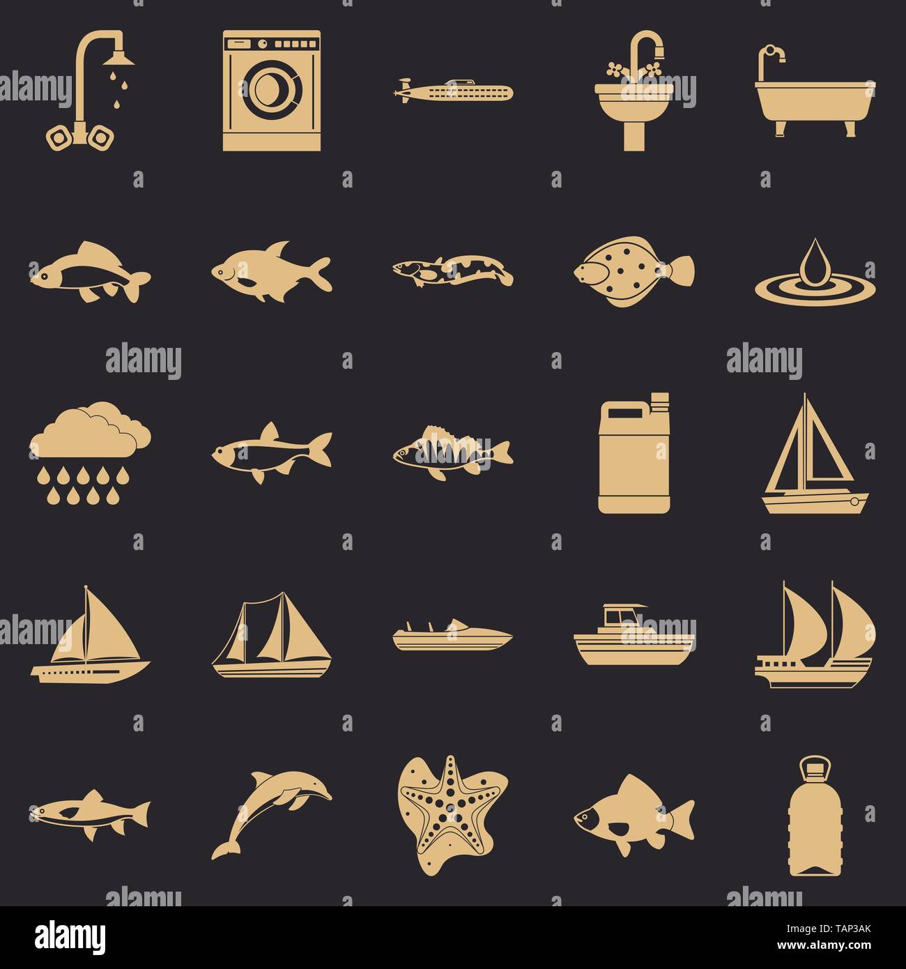 Water world icons set, simple style Stock Vector Image & Art - Alamy