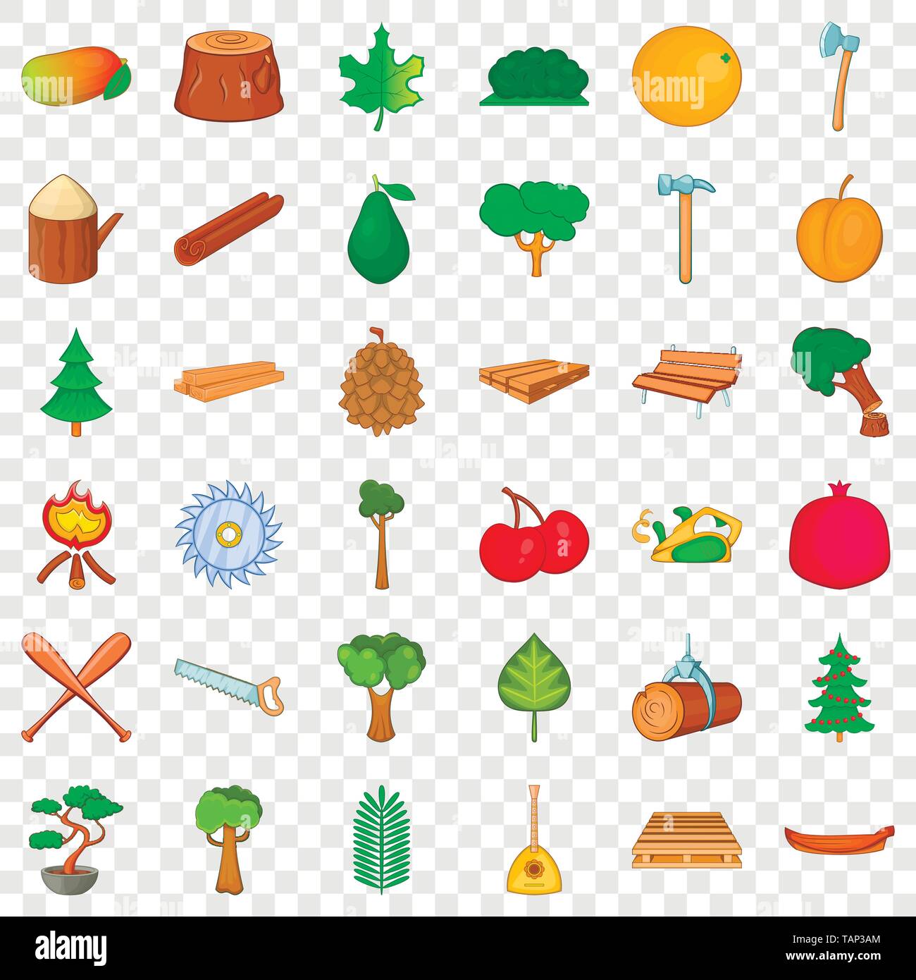 Tree icons set, cartoon style Stock Vector Image & Art - Alamy