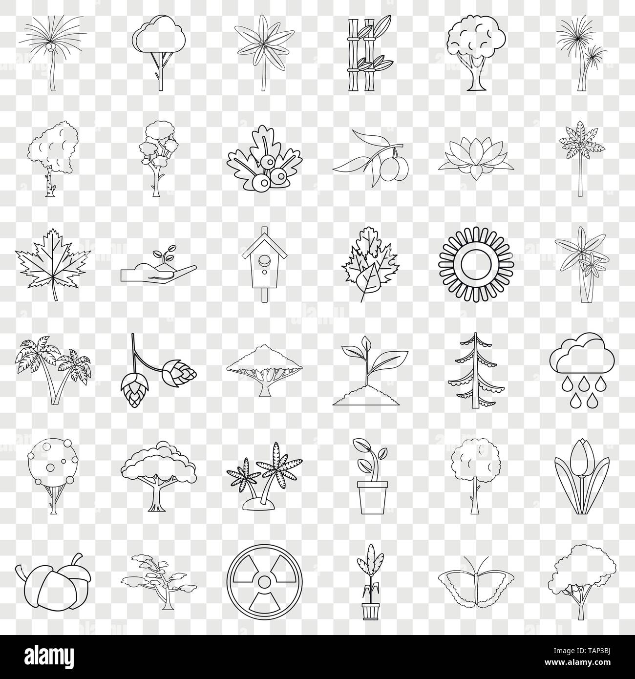 Tree icons set, outline style Stock Vector Image & Art - Alamy