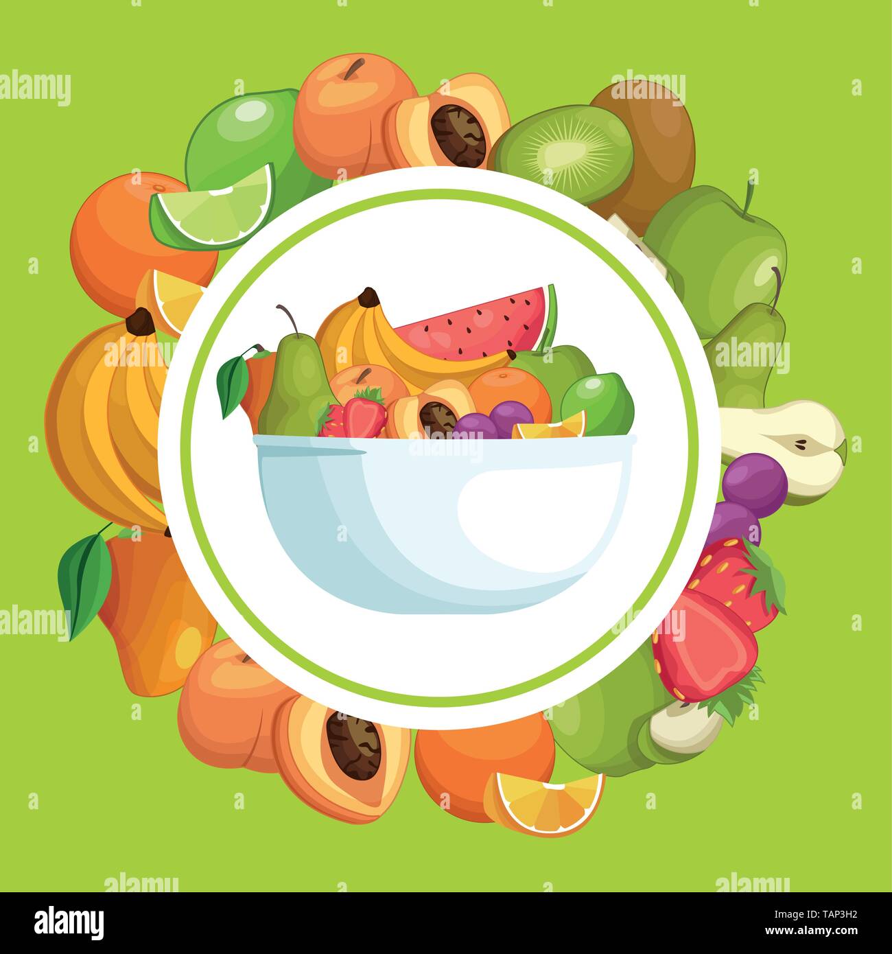 Fruits round frame cartoons Stock Vector Image & Art - Alamy