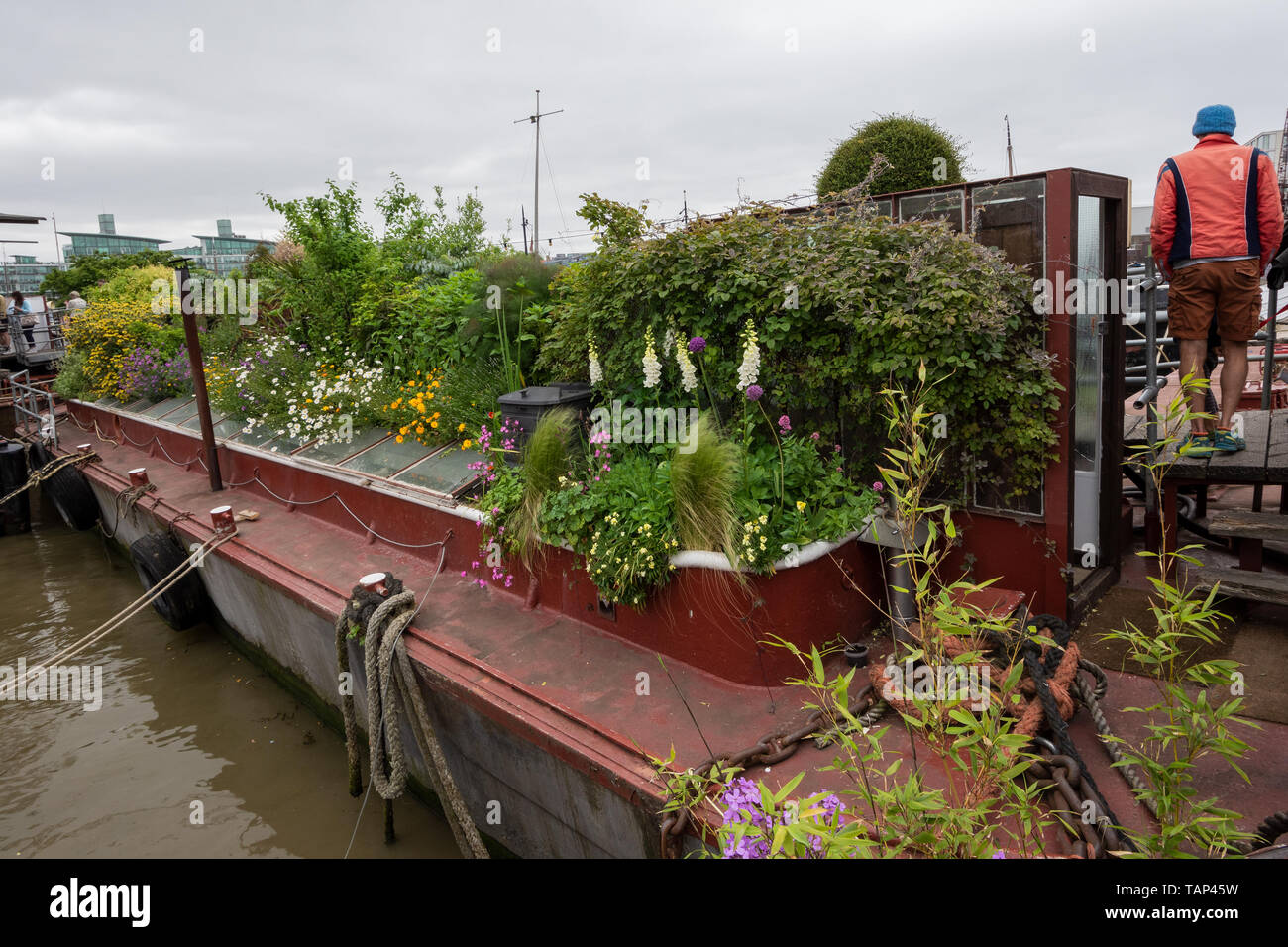 London, UK. 26th May 2019. The unique Floating Garden Barge Square at ...