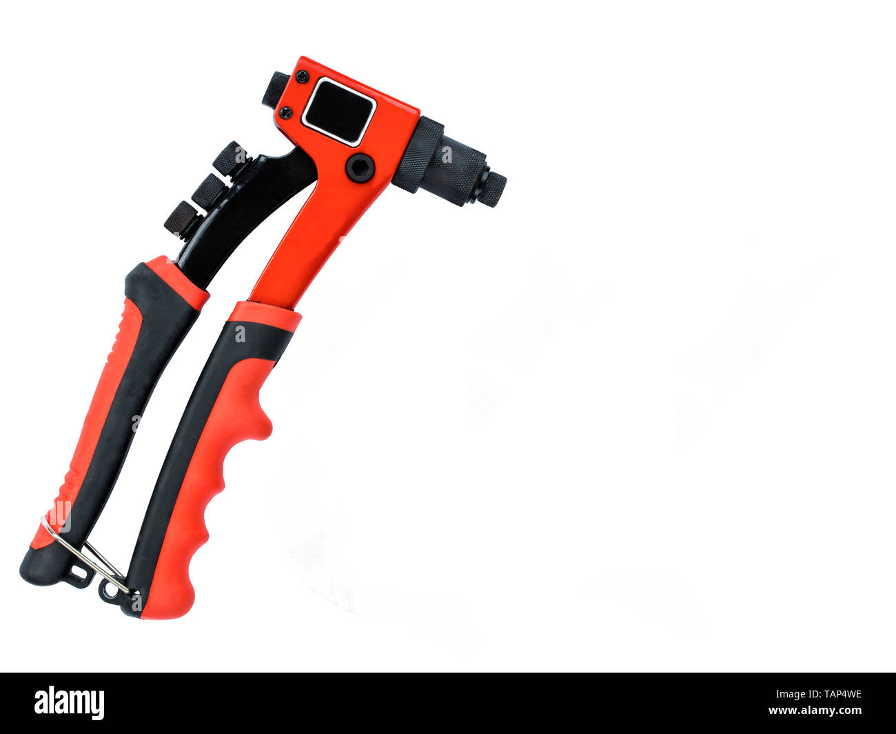New red professional riveting gun on isolated white background Stock ...
