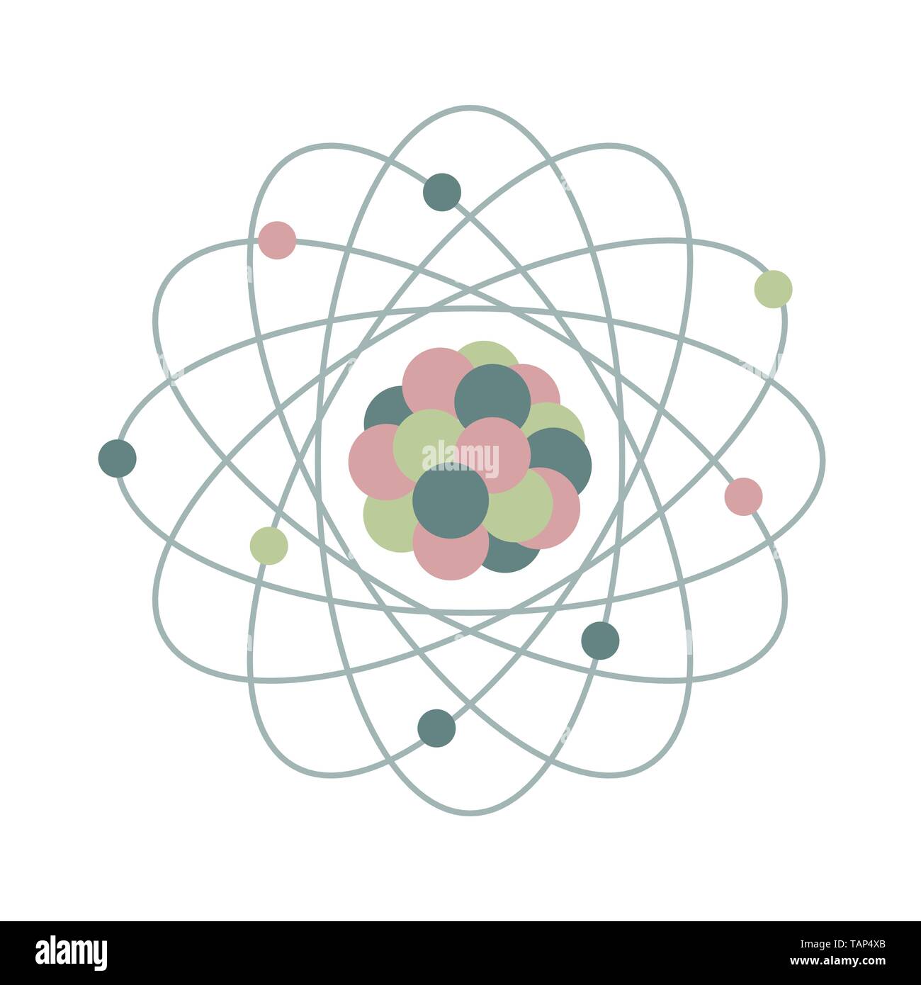 Vector illustration with atomic structure. Print with symbol of nuclear ...