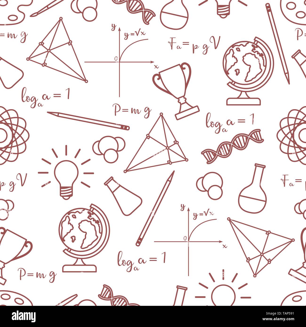 Vector seamless pattern with scientific, education elements: globe ...