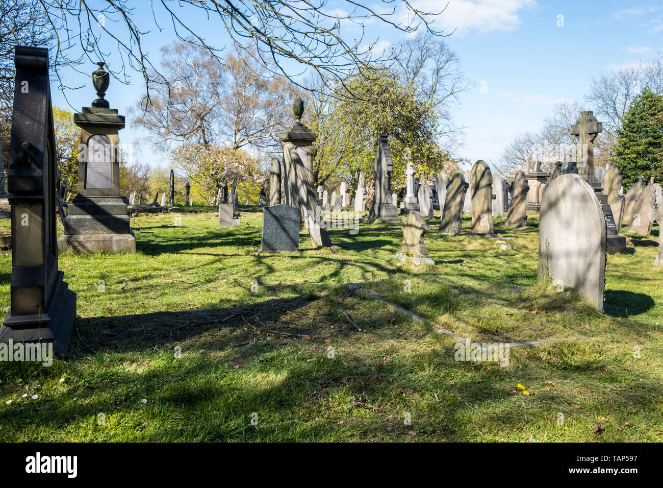 Gravestones at a cemetery, Nottingham, England, UK Stock Photo - Alamy