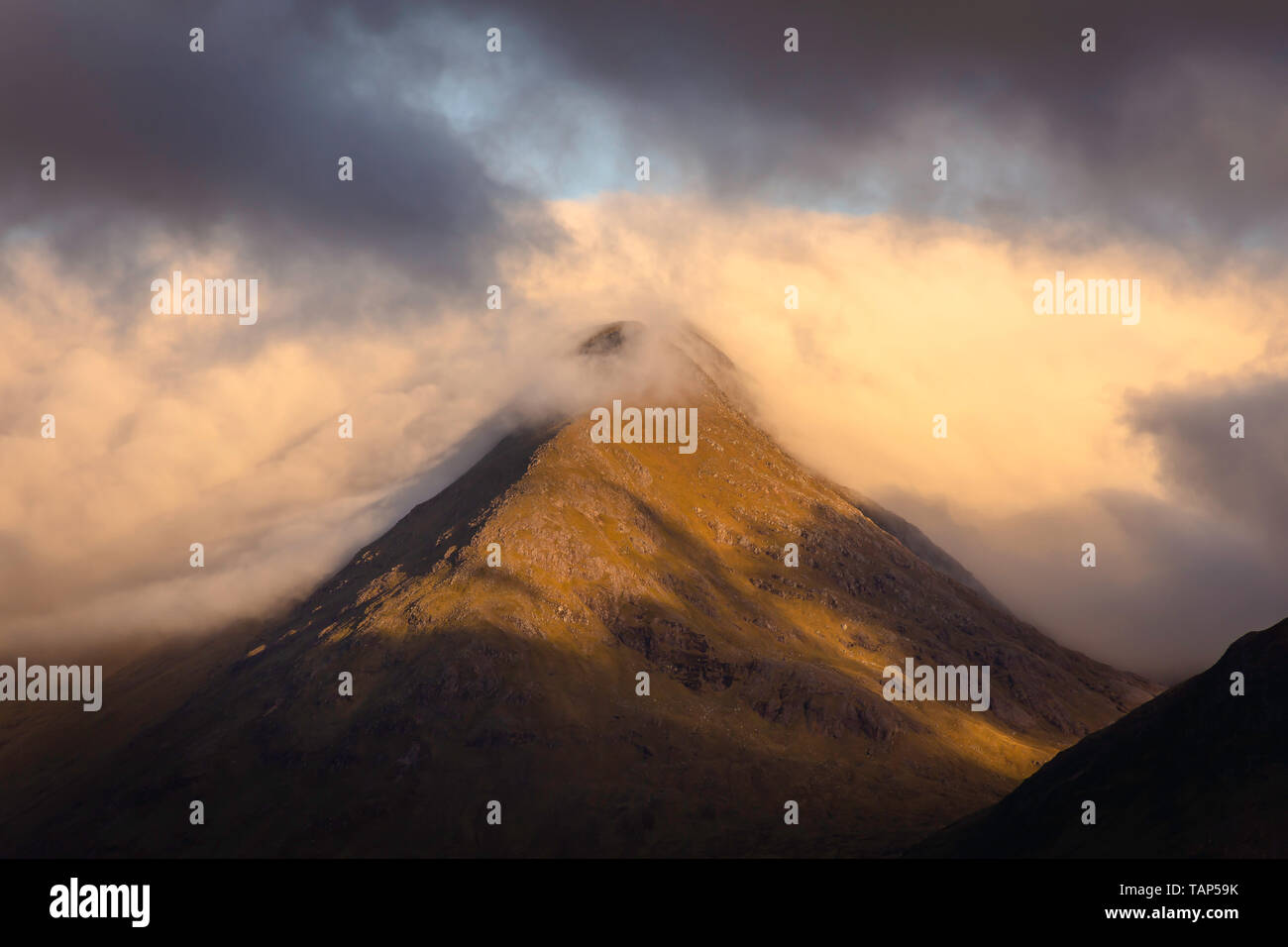 Majestic landscape of Glencoe,Scotland.Dramatic sky over mountain peak ...
