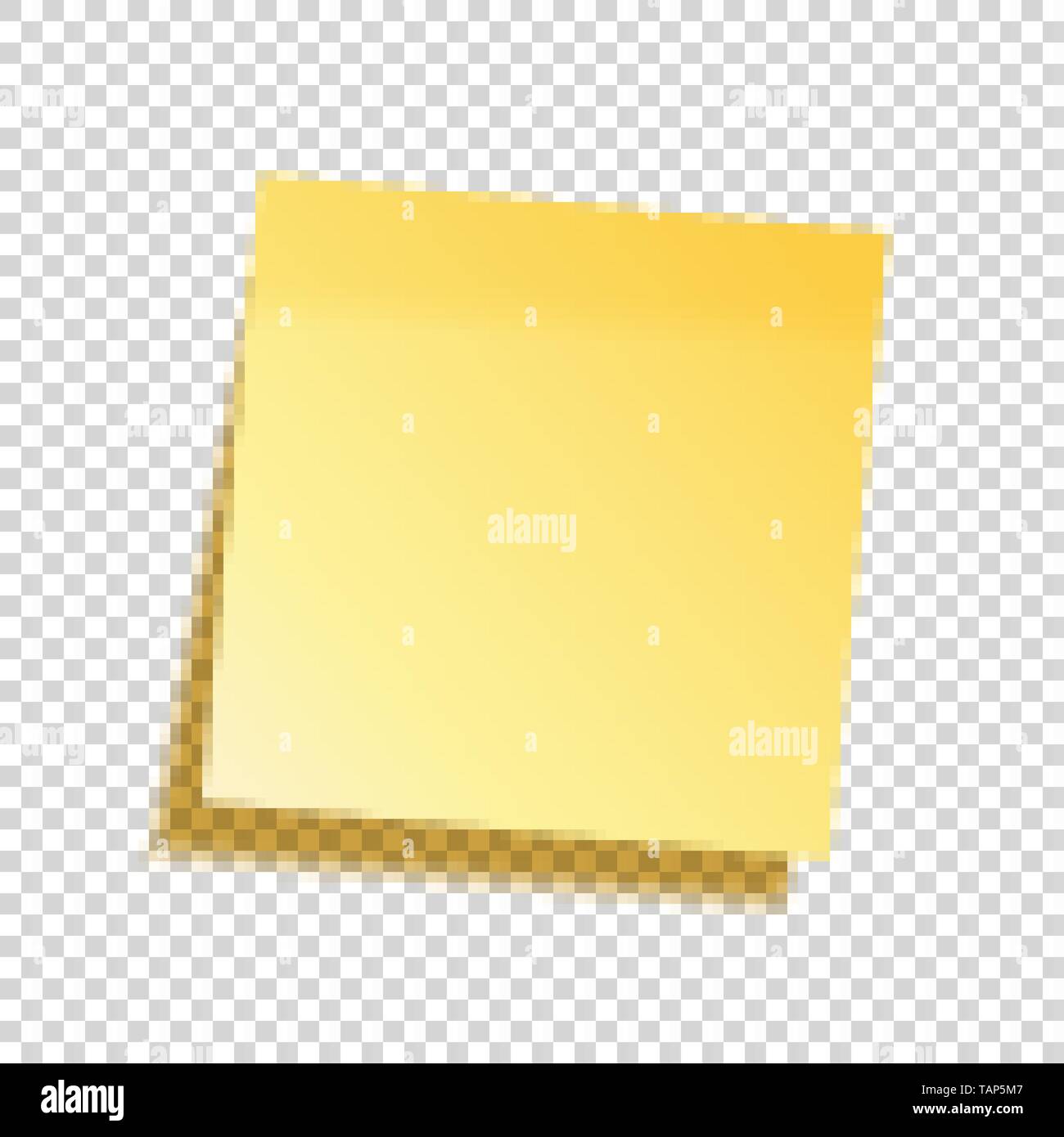 Realistic sticky note with shadow. Yellow paper. Message on notepaper ...