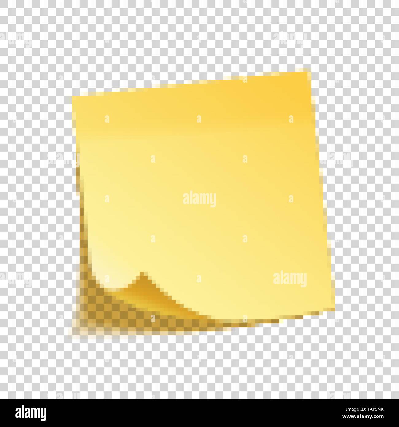 Realistic sticky note with shadow. Yellow paper. Message on notepaper ...