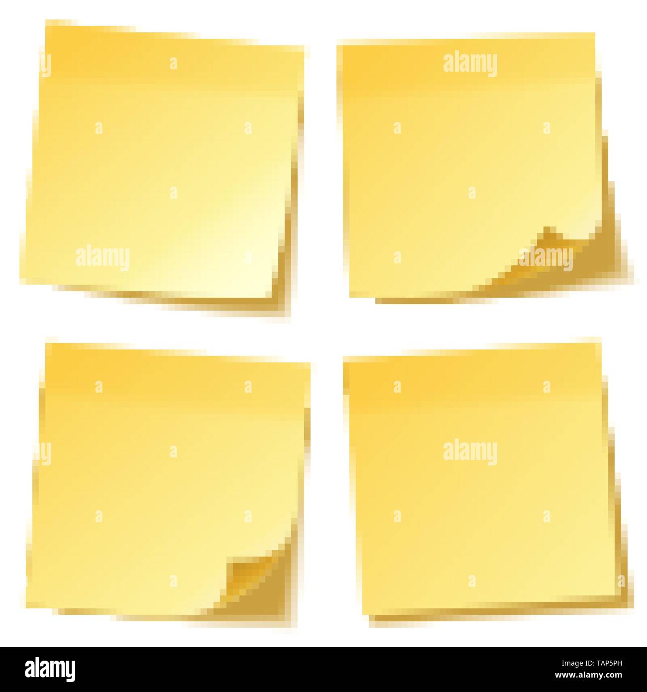 Realistic sticky note with shadow. Yellow paper set. Message on ...