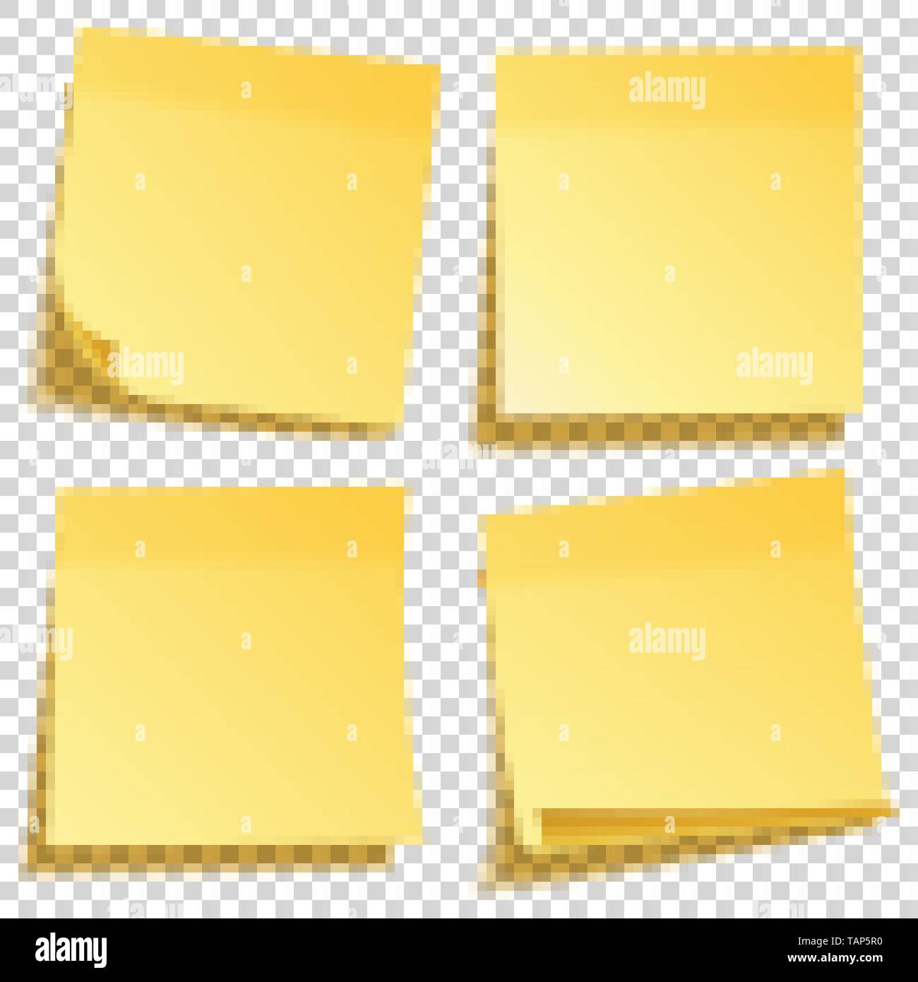 Realistic sticky note with shadow. Yellow paper set. Message on ...