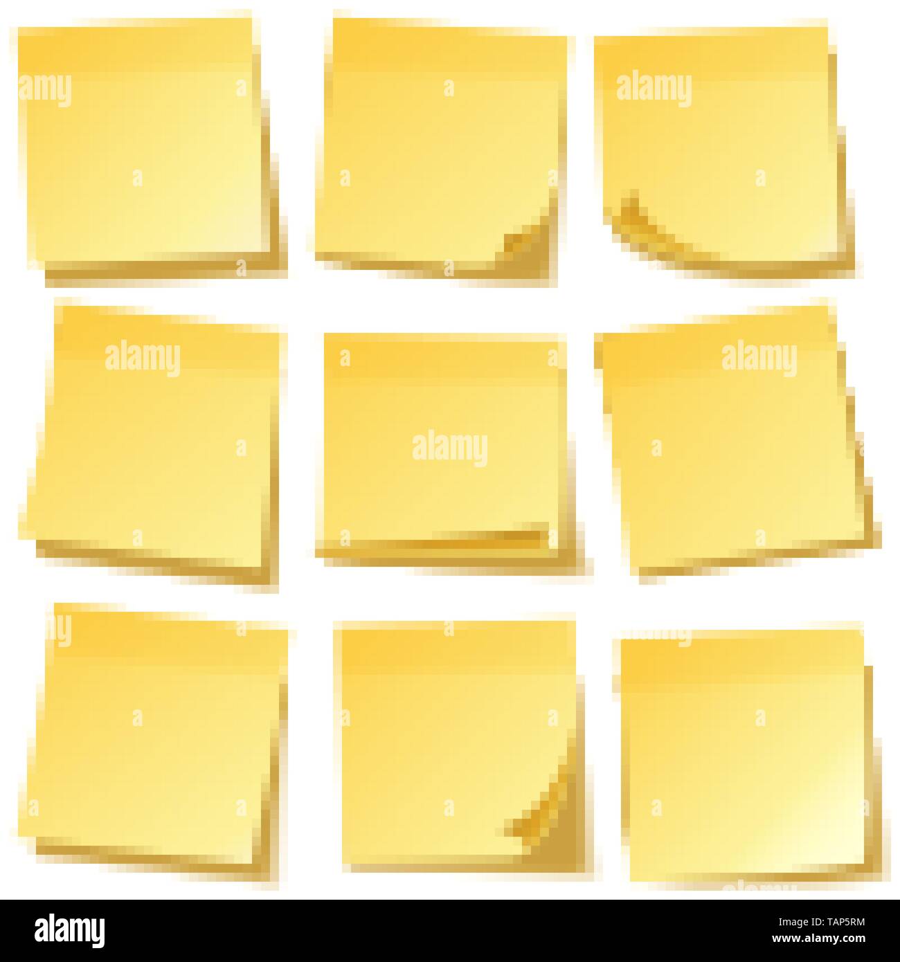 Realistic sticky note with shadow. Yellow paper set. Message on ...