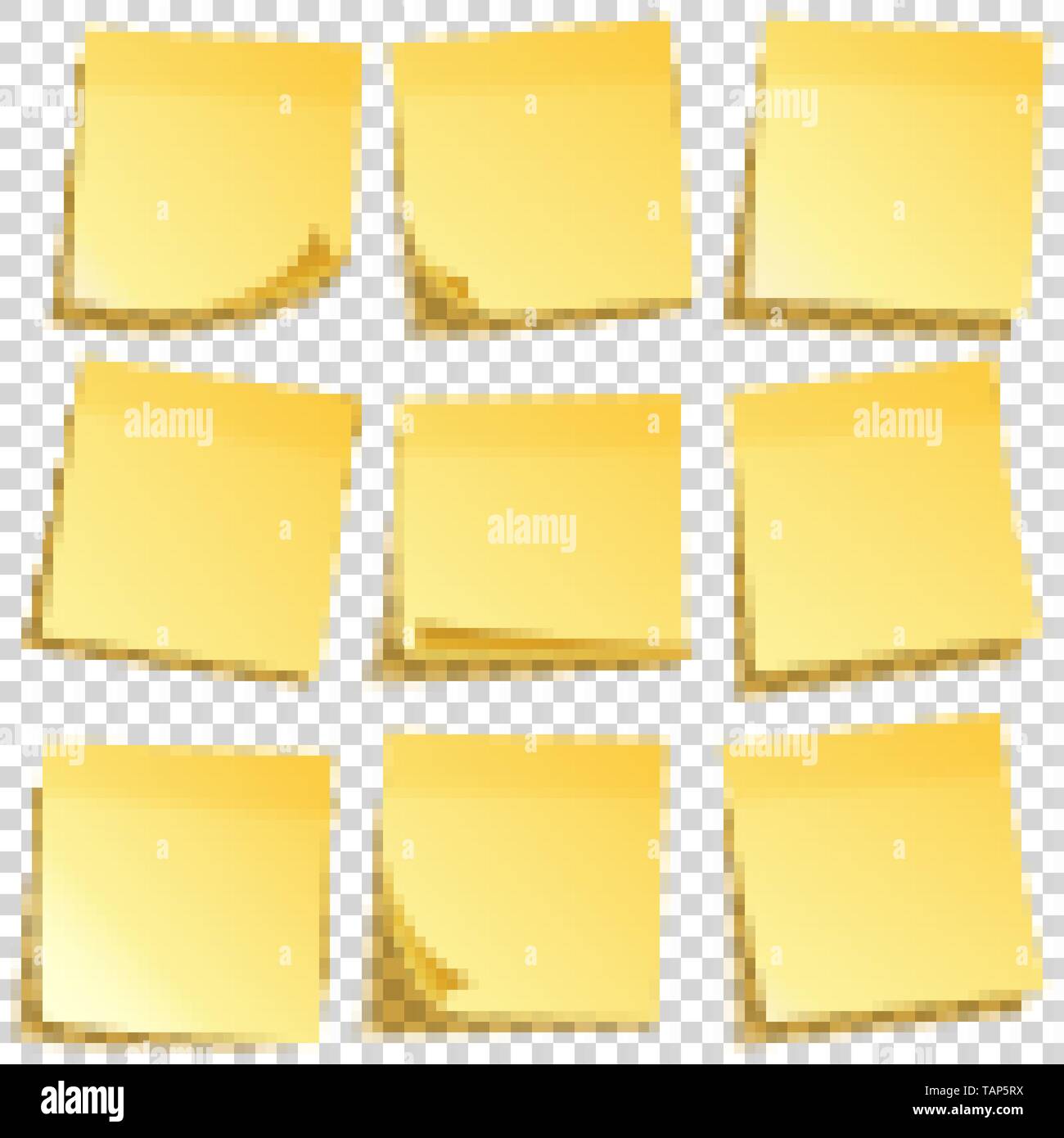 Realistic sticky note with shadow. Yellow paper set. Message on ...