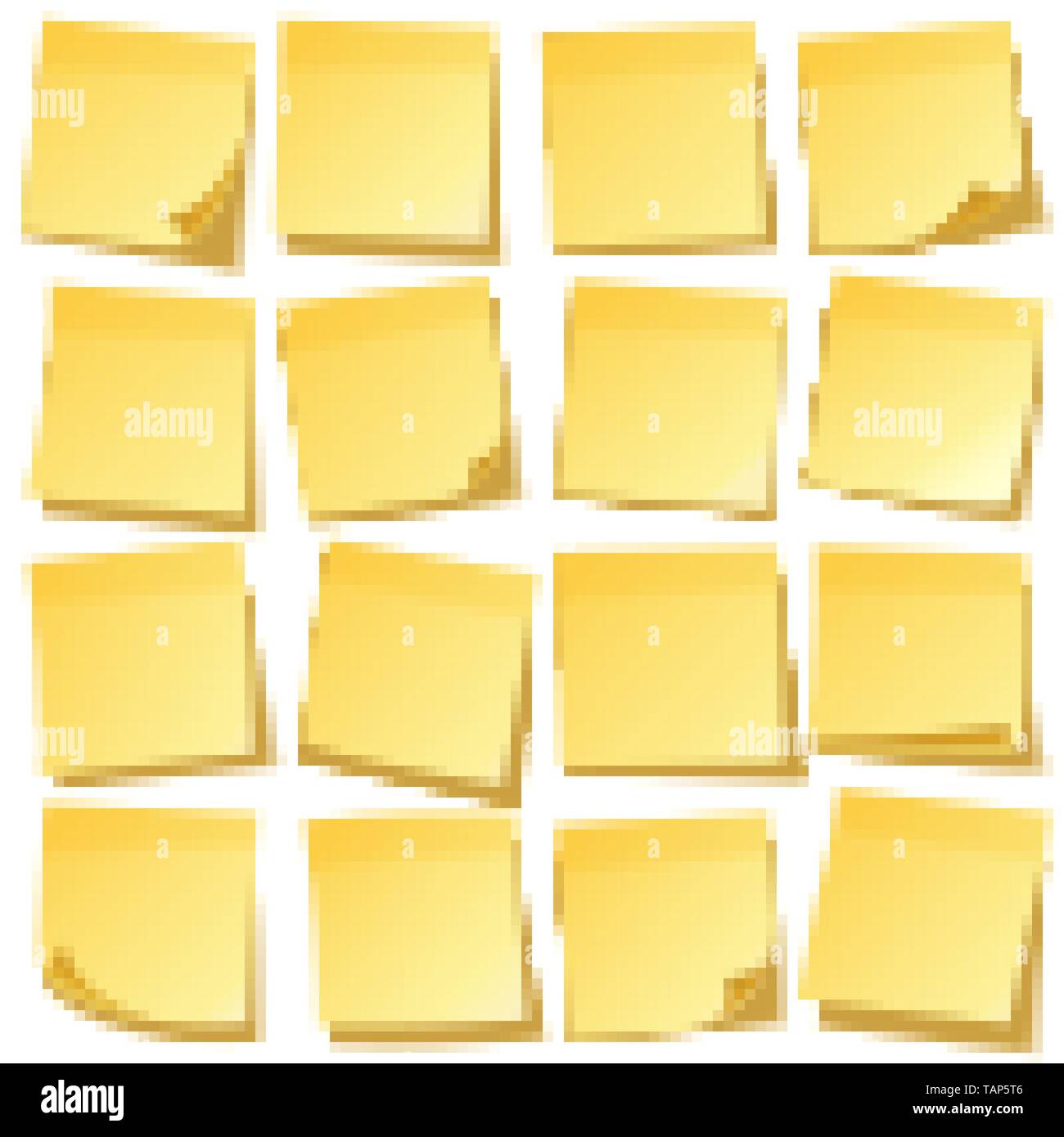 Realistic sticky note with shadow. Yellow paper set. Message on ...