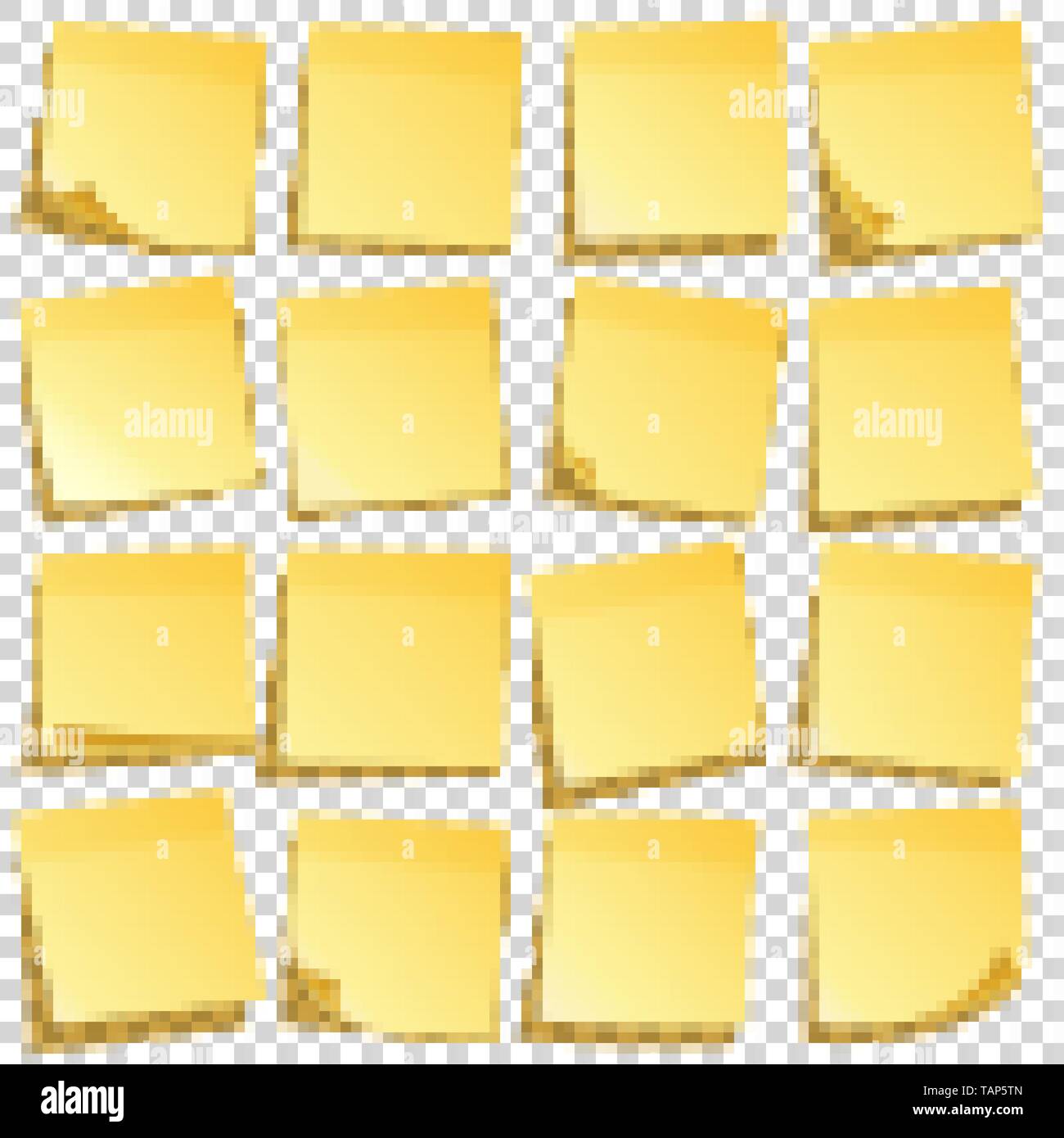 Realistic sticky note with shadow. Yellow paper set. Message on ...