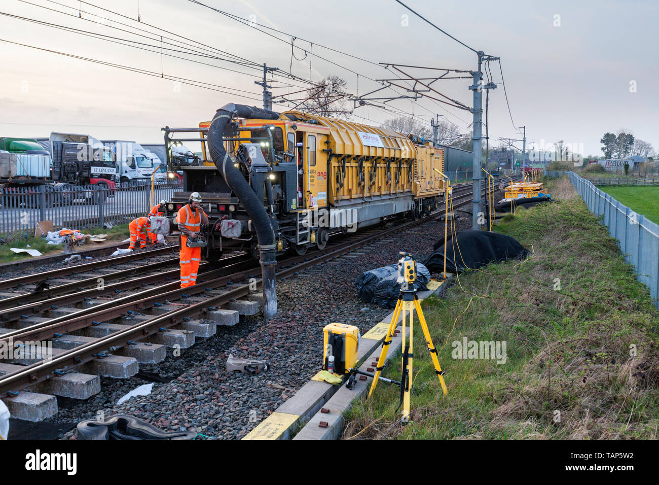 Railcare Railvac Sucking up ballast around pointwork on the west coast ...