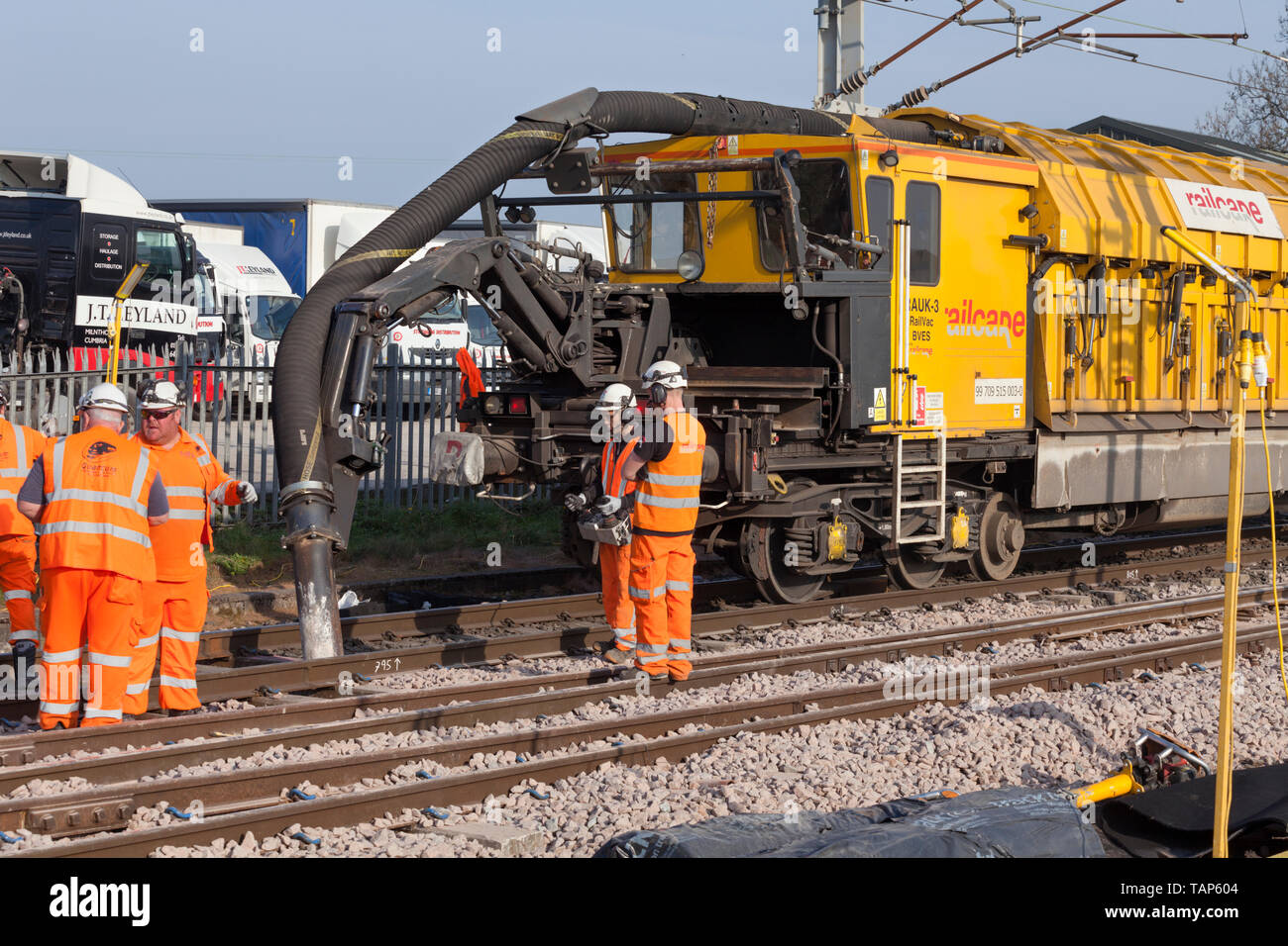 Railcare Railvac Sucking up ballast around pointwork on the west coast ...