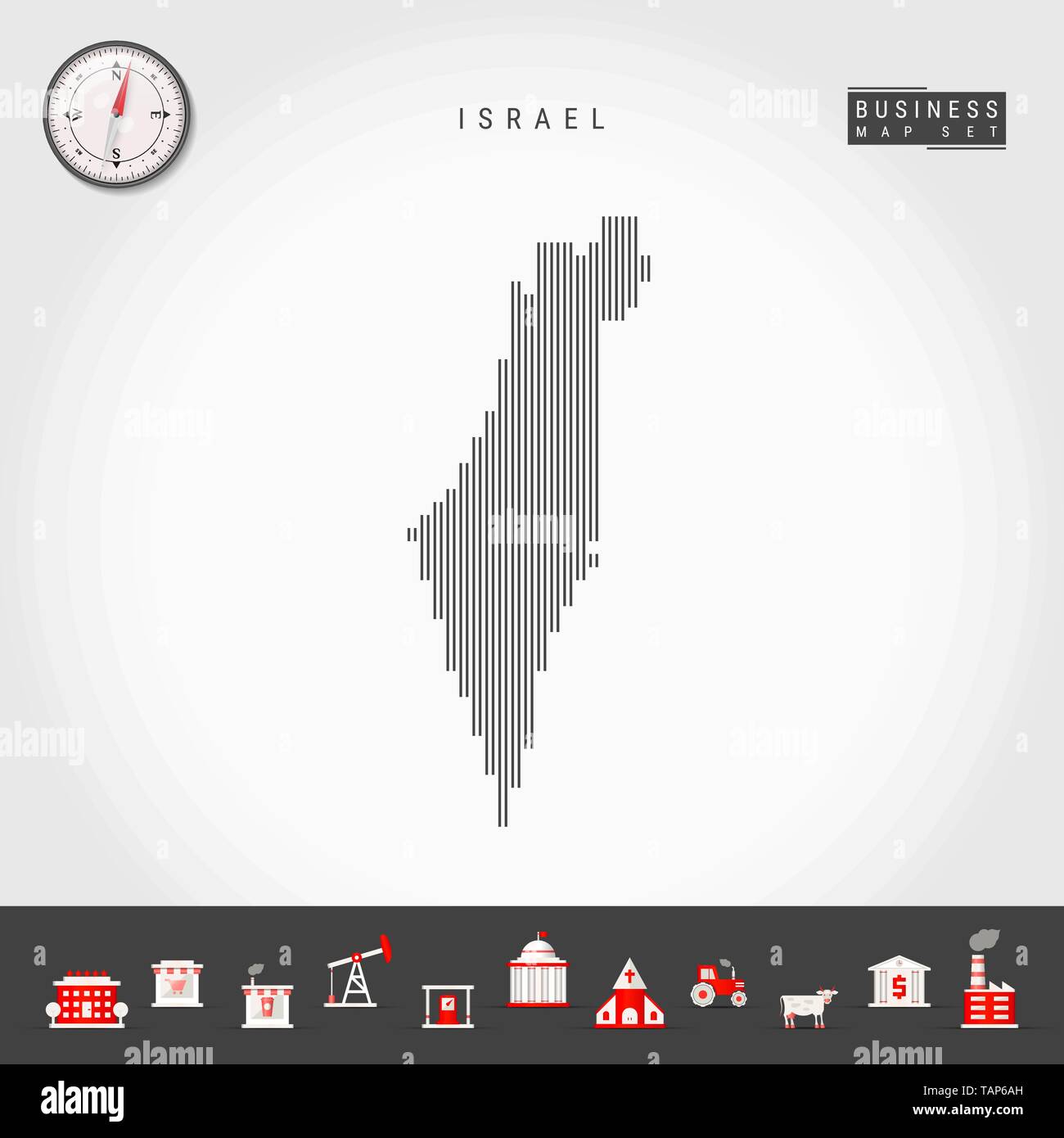Vector Vertical Lines Pattern Map of Israel. Striped Simple Silhouette ...