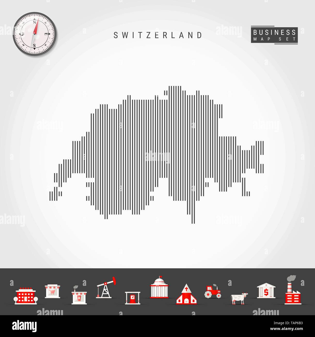 Vector Vertical Lines Pattern Map of Switzerland. Striped Simple ...
