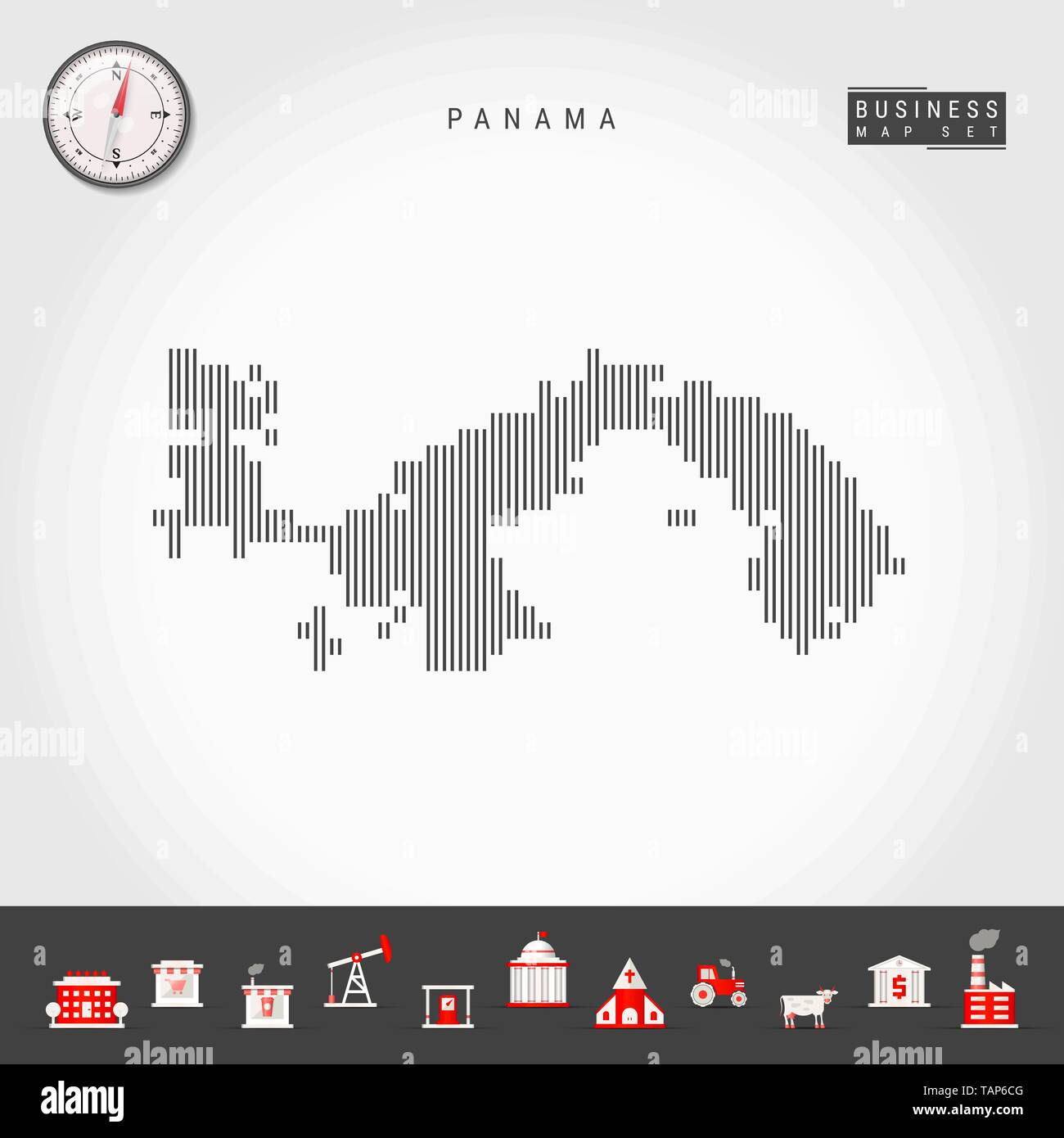 Vector Vertical Lines Pattern Map of Panama. Striped Simple Silhouette ...