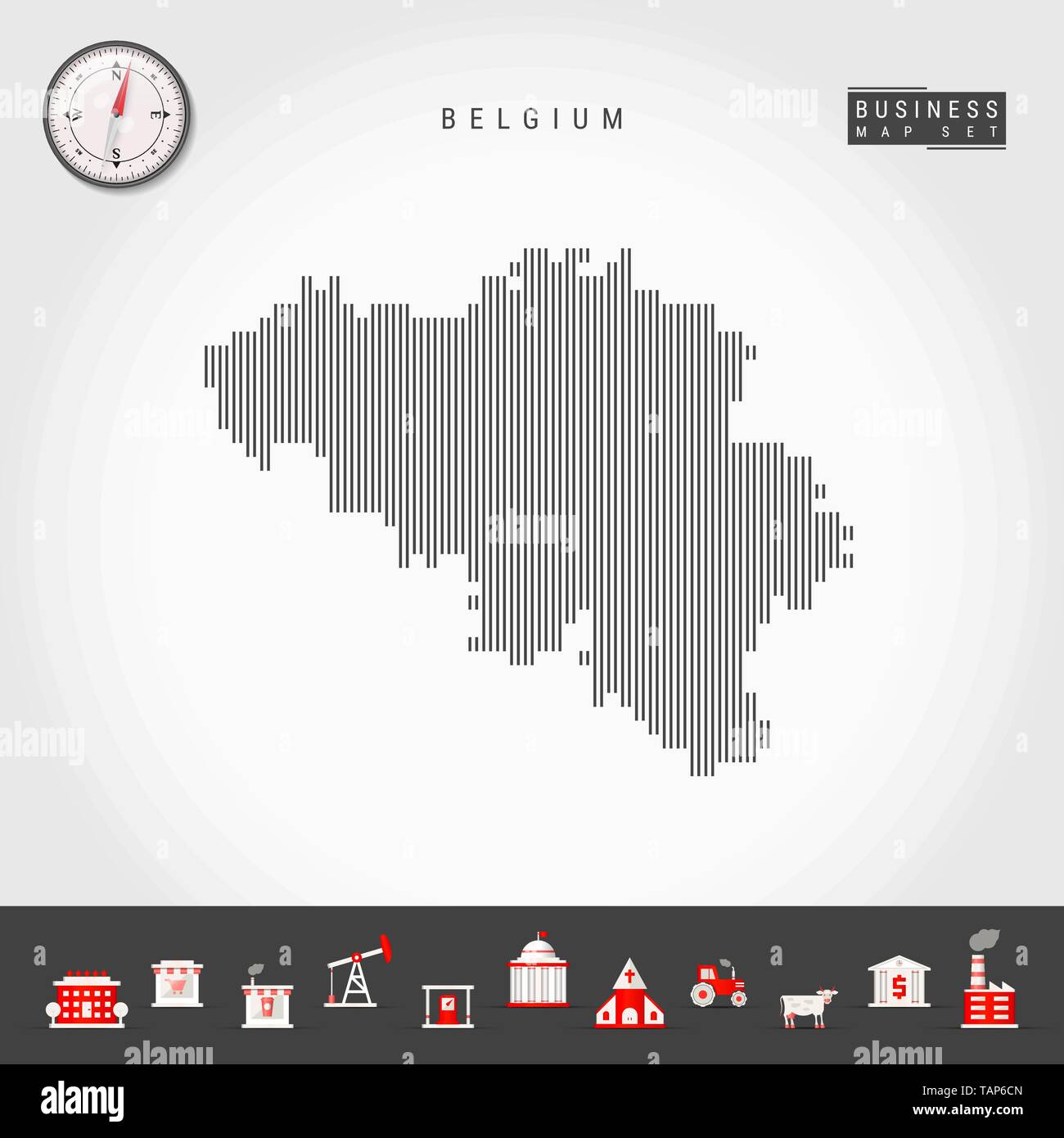 Vector Vertical Lines Pattern Map of Belgium. Striped Simple Silhouette ...