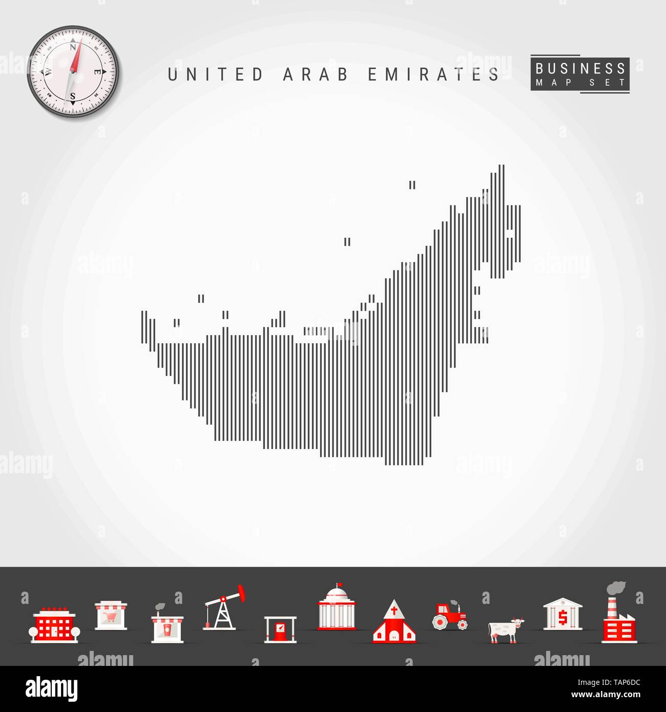 Vector Vertical Lines Pattern Map of United Arab Emirates. Striped ...