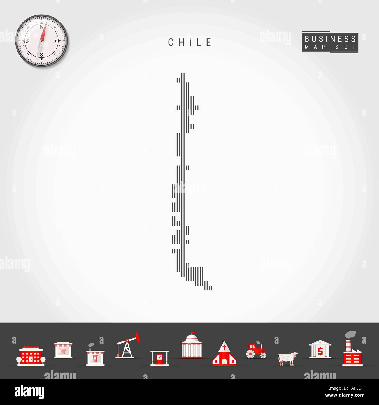 Vector Vertical Lines Pattern Map of Chile. Striped Simple Silhouette ...