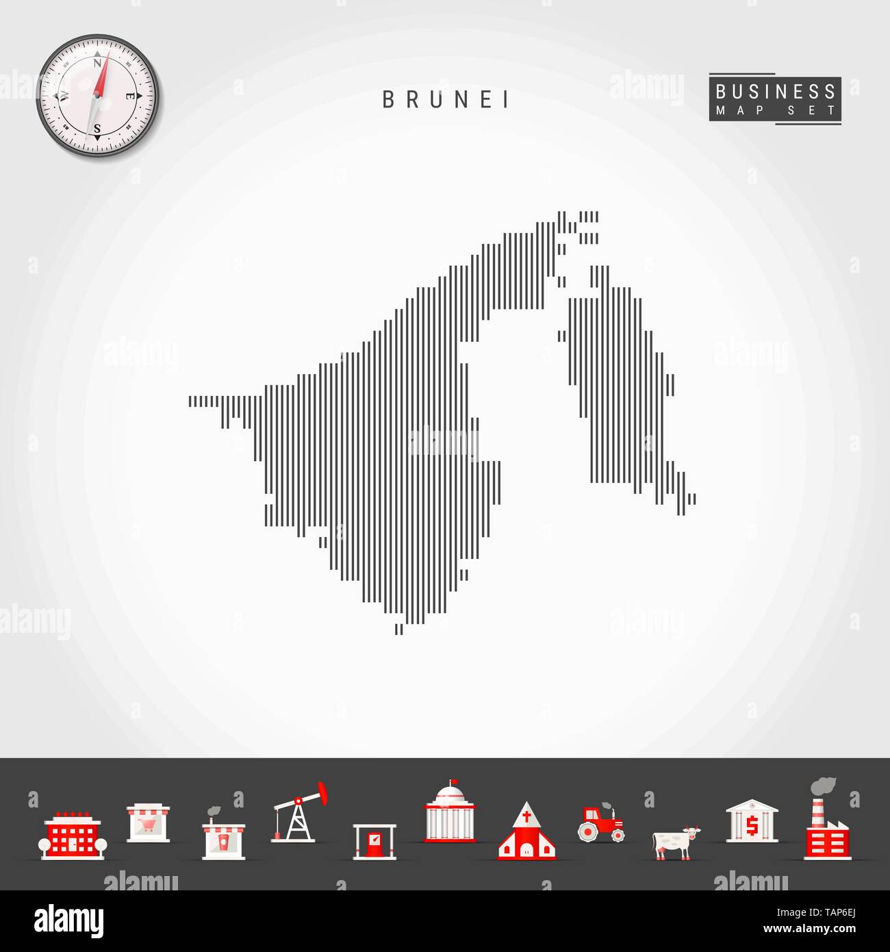 Vector Vertical Lines Pattern Map of Brunei. Striped Simple Silhouette ...