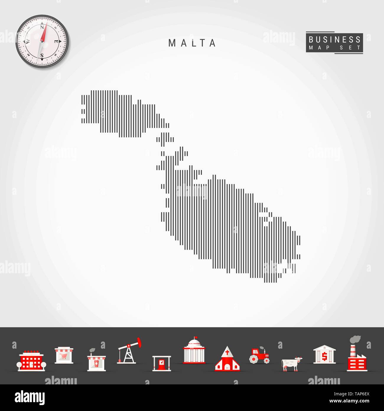 Vector Vertical Lines Pattern Map of Malta. Striped Simple Silhouette ...