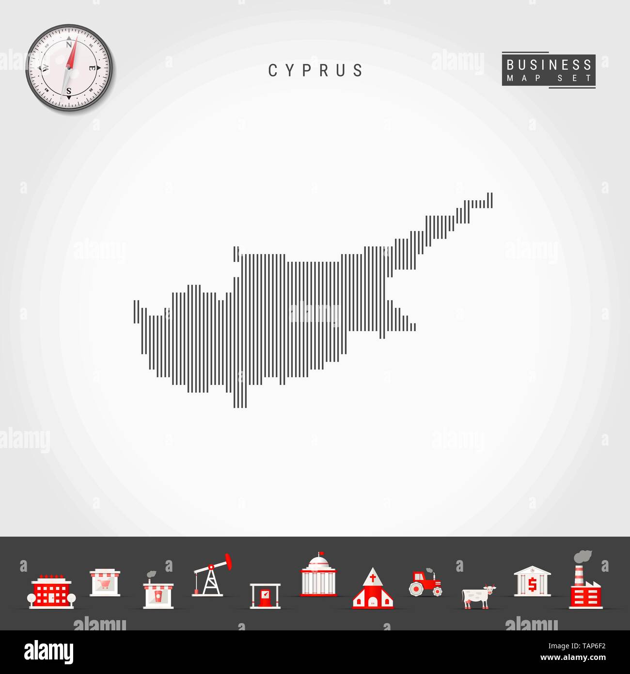 Vector Vertical Lines Pattern Map of Cyprus. Striped Simple Silhouette ...