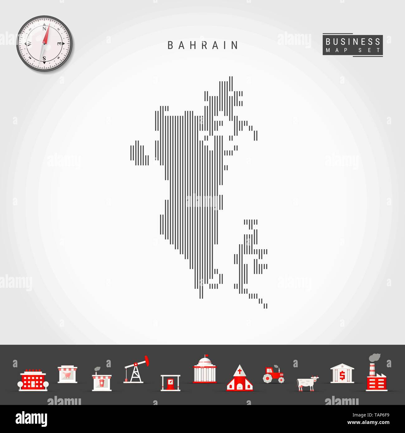Vector Vertical Lines Pattern Map of Bahrain. Striped Simple Silhouette ...