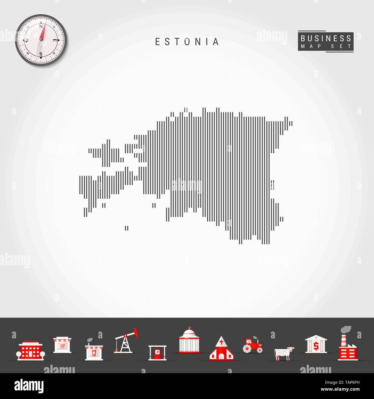 Vector Vertical Lines Pattern Map of Estonia. Striped Simple Silhouette ...