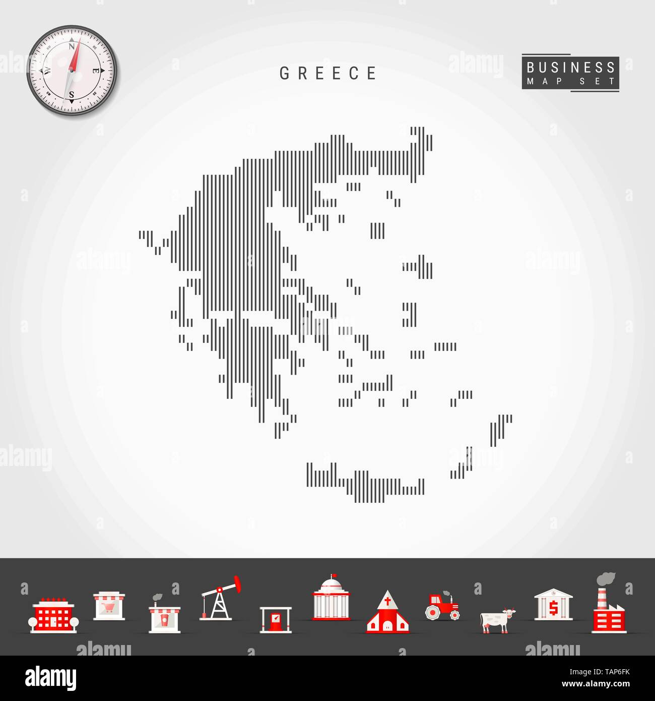 Vector Vertical Lines Pattern Map of Greece. Striped Simple Silhouette ...