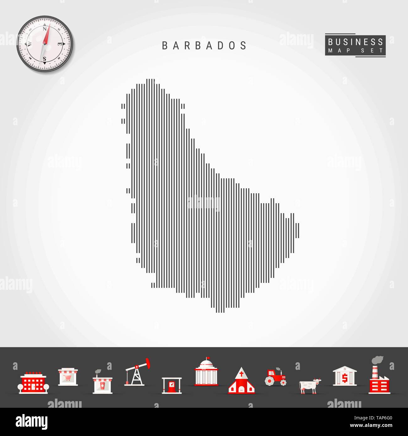 Vector Vertical Lines Pattern Map of Barbados. Striped Simple ...