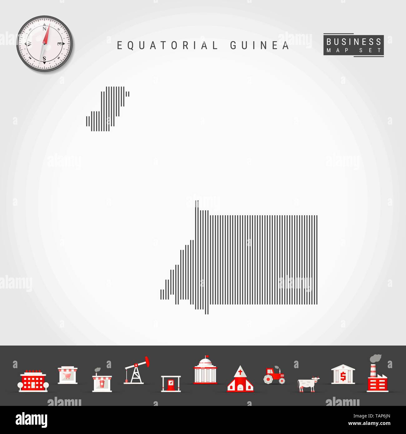 Vector Vertical Lines Pattern Map of Equatorial Guinea. Striped Simple ...