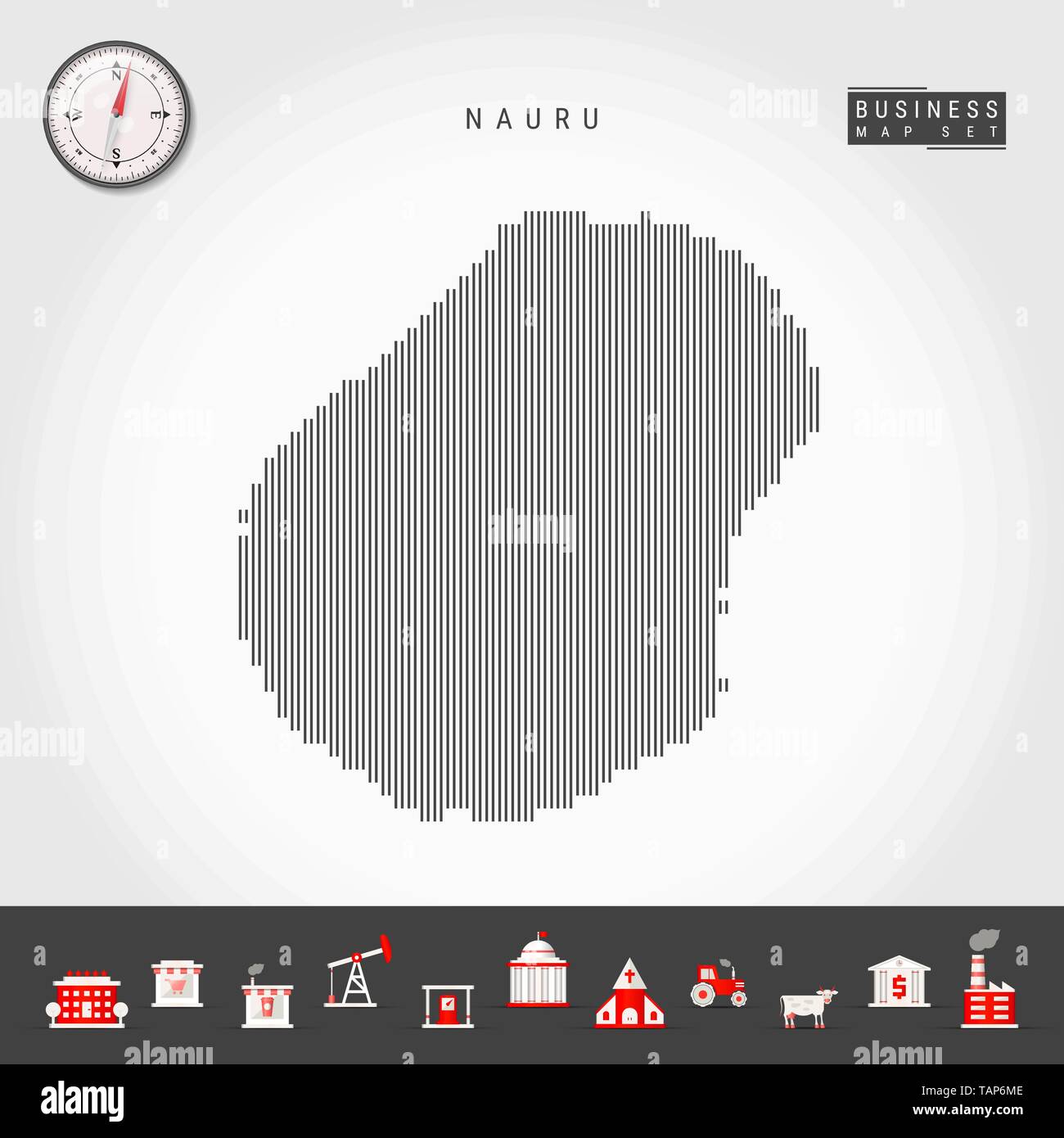 Vector Vertical Lines Map of Nauru. Striped Silhouette of Nauru ...