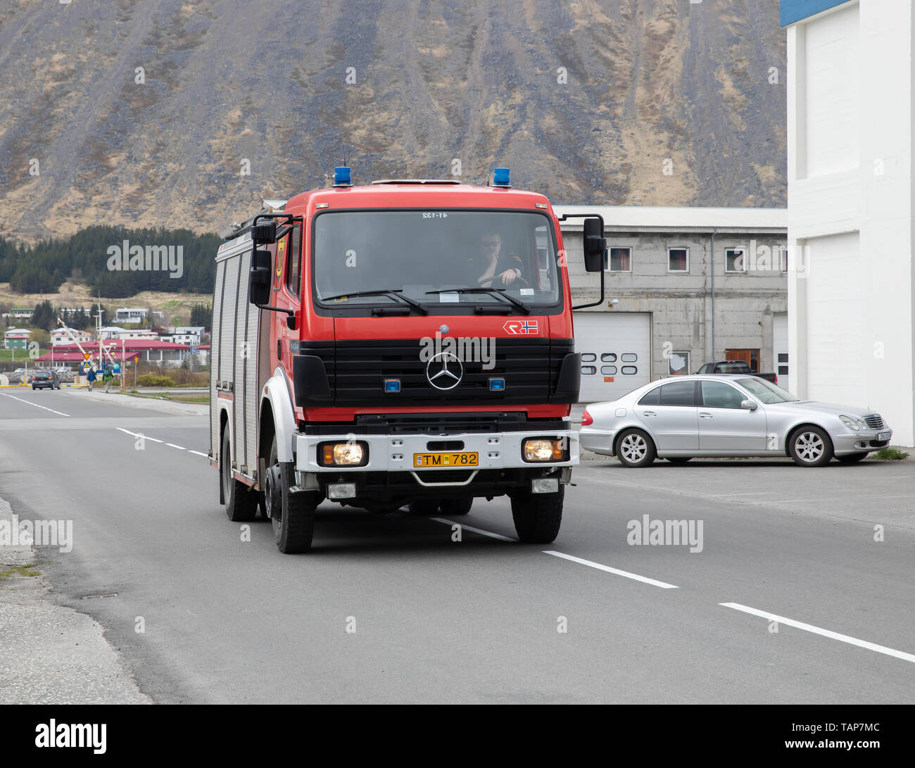 Fire engine on duty in isafjordour in Iceland Stock Photo - Alamy