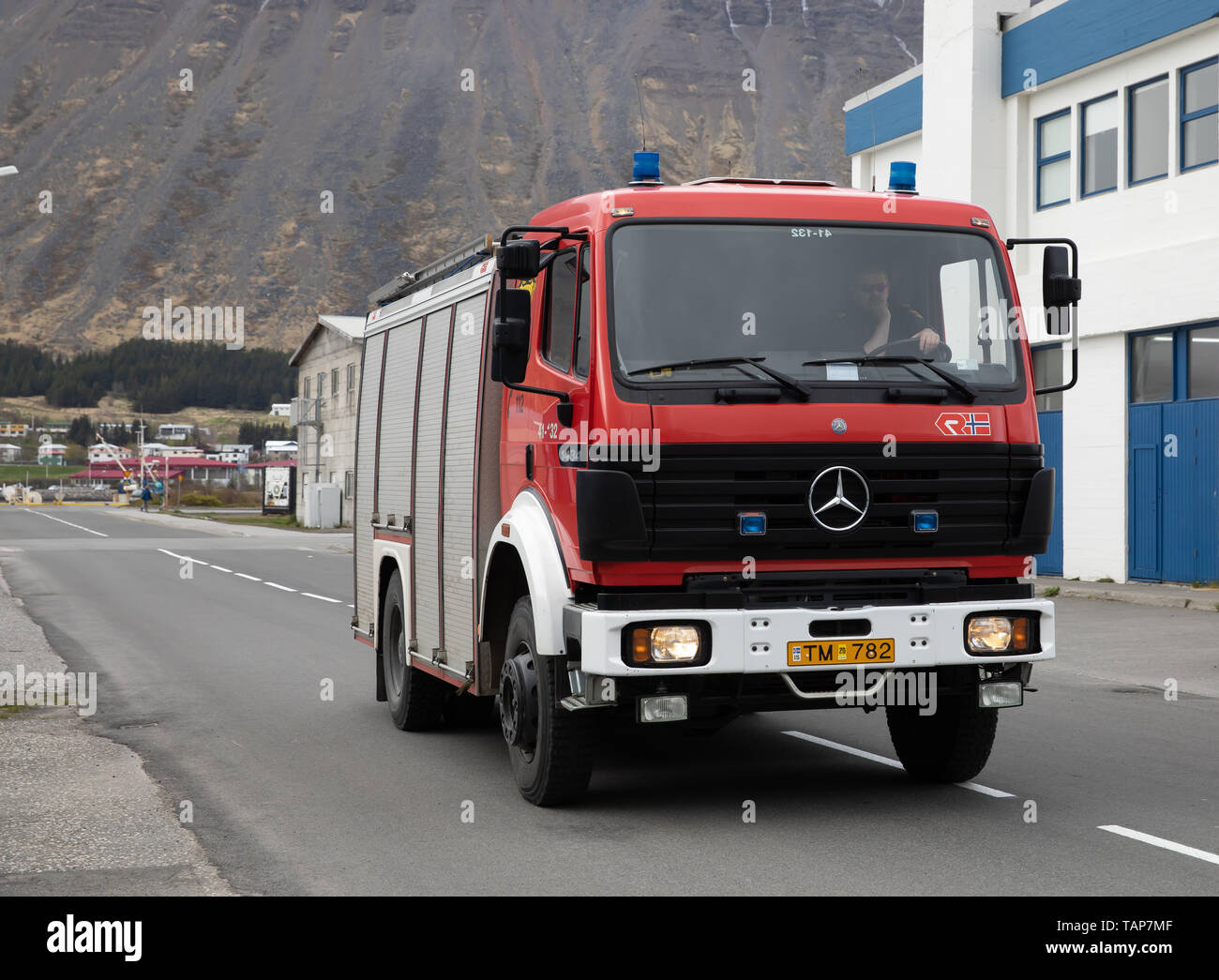 Fire engine on duty in isafjordour in Iceland Stock Photo - Alamy