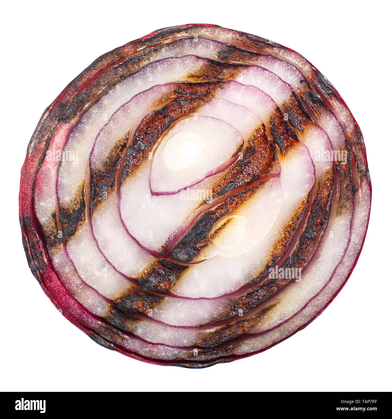 Grilled onion slice or ring, top view, isolated Stock Photo - Alamy