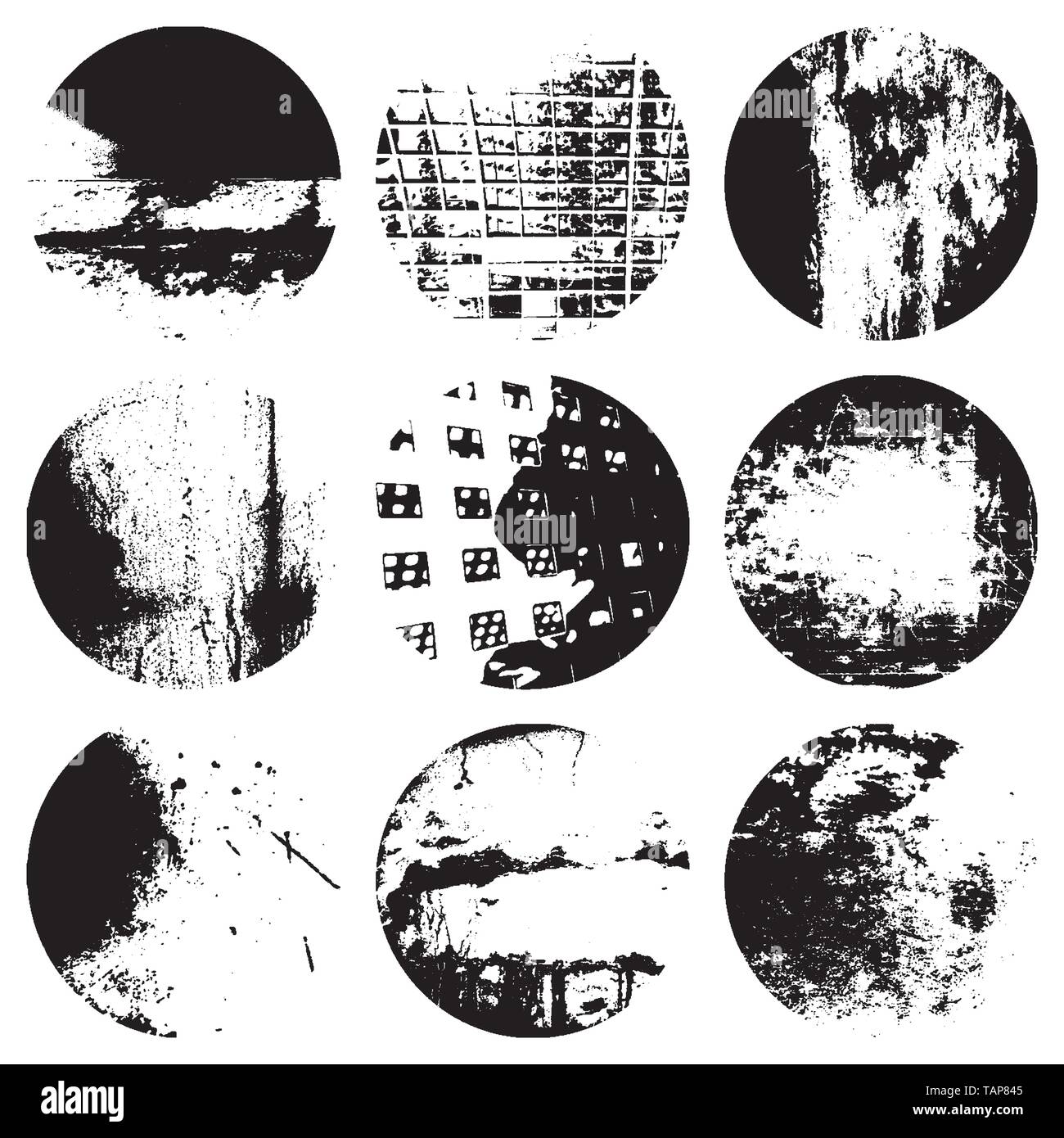 Distressed post Stamp texture set. Circle grunge scratched lable ...